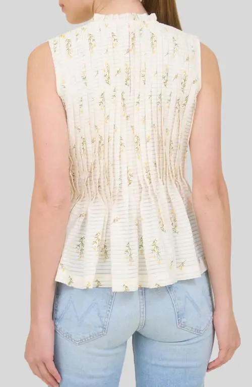 ZOE AND CLAIRE Floral Pleated Top