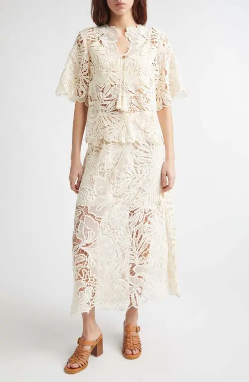 Ulla Johnson Gallina Corded Lace Midi Skirt