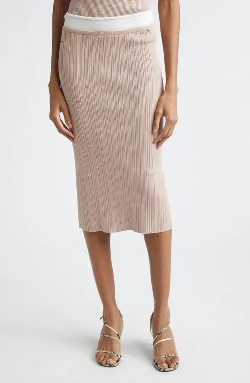 DIESEL® Ribbed Knit Midi Skirt - Tan