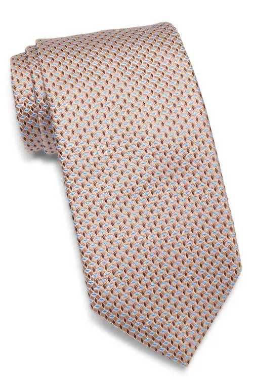 David Donahue Geo Jacquard Silk Tie - Cocoa