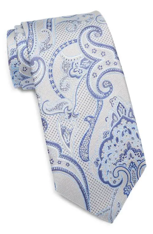 David Donahue Paisley Silk Standard Neck Tie - Pearl