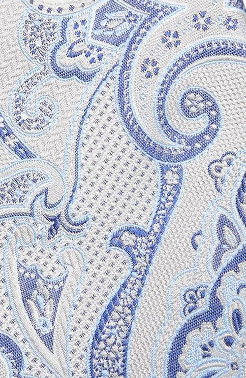 David Donahue Paisley Silk Standard Neck Tie - Pearl