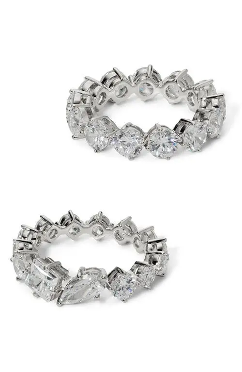 Nadri Lucia Set Of 2 Cubic Zirconia Rings - Rhodium