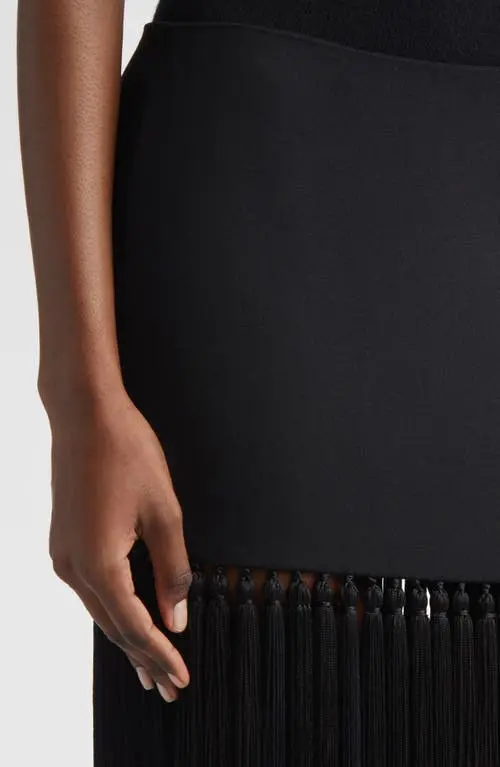 Michael Kors Wool Gabardine Tasseled Miniskirt