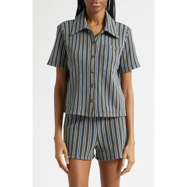 Veronica Beard Kyan Stripe Cotton Blend Button-up Shirt