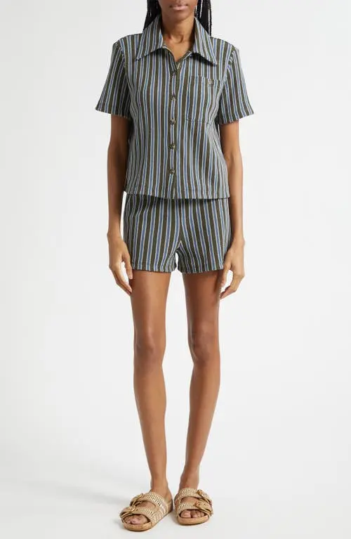 Veronica Beard Kyan Stripe Cotton Blend Button-up Shirt