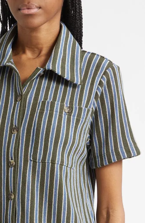 Veronica Beard Kyan Stripe Cotton Blend Button-up Shirt