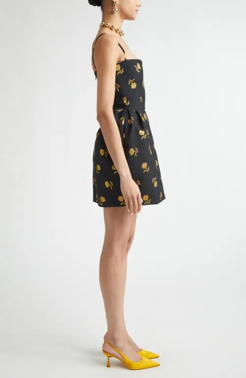 Carolina Herrera Metallic Floral Brocade Bell Shape Minidress