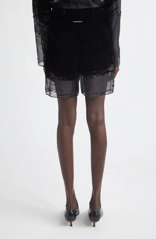 GRACE LING Glitch Devoré Velvet & Sheer Chiffon Shorts