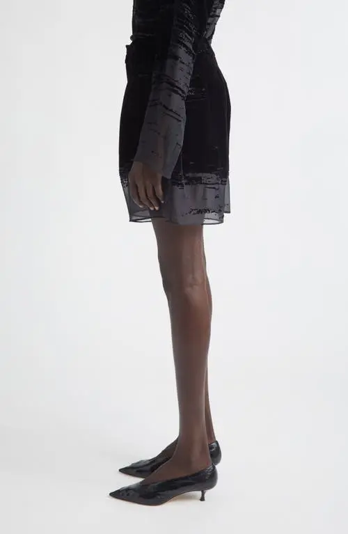 GRACE LING Glitch Devoré Velvet & Sheer Chiffon Shorts