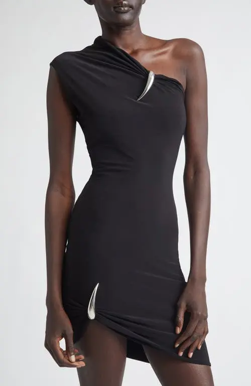 GRACE LING Claw One-shoulder Jersey Minidress - Black