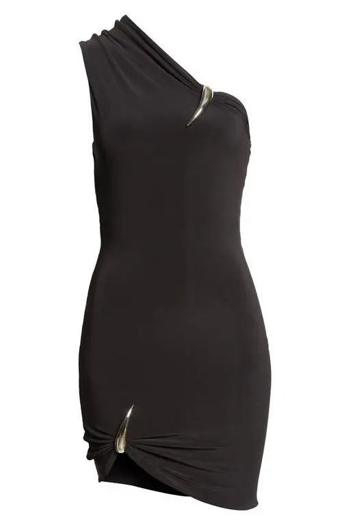 GRACE LING Claw One-shoulder Jersey Minidress - Black