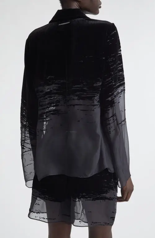 GRACE LING Glitch Devoré Velvet & Sheer Chiffon Shirt
