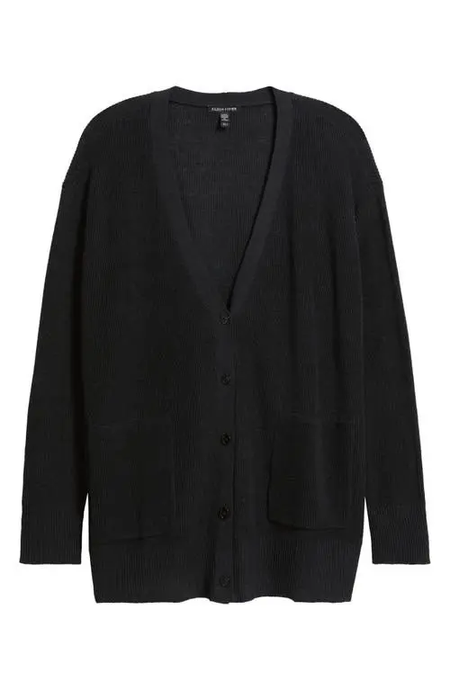 Eileen Fisher Organic Linen & Organic Cotton Cardigan - Black