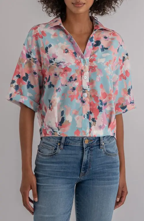 Kut From The Kloth Floral Print Short Sleeve Button-up Shirt