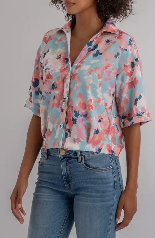 Kut From The Kloth Floral Print Short Sleeve Button-up Shirt