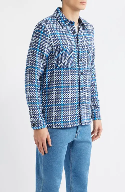 WAX LONDON Whiting Houndstooth Check Overshirt - Navy/blue