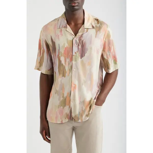 WAX LONDON Didcot Corrigated Floral Camp Shirt - Pastel Multi