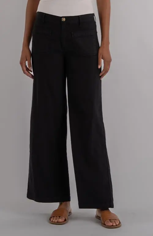 Kut From The Kloth High Waist Wide Leg Linen Blend Pants - Black