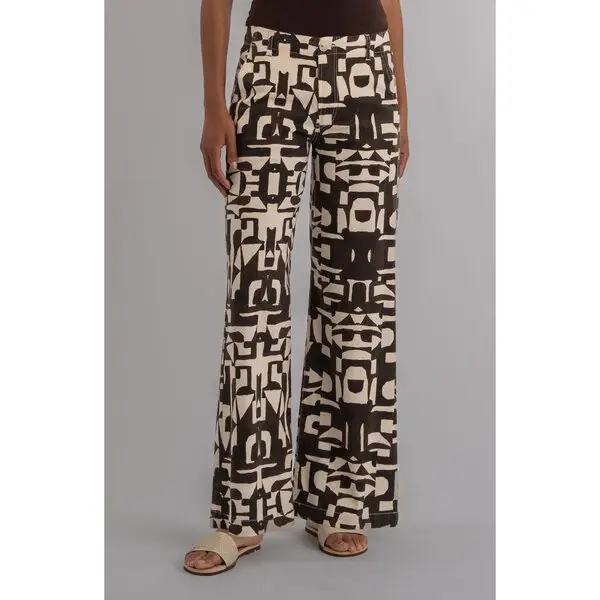 Kut From The Kloth Printed High-waist Wide-leg Pants - Chocolate