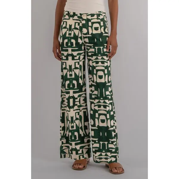 Kut From The Kloth Printed High-waist Wide-leg Pants - Forest Olive
