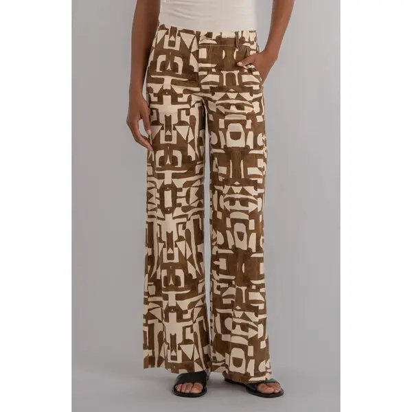Kut From The Kloth Printed High-waist Wide-leg Pants - Wood
