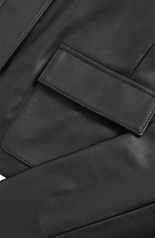 REISS Drew Leather Jacket - Black