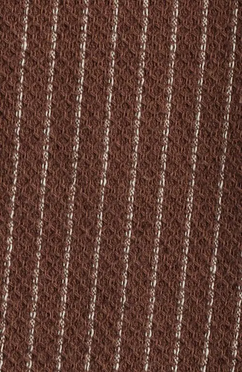 PERCIVAL Sorrento Pinstripe Cotton & Linen Button-up Overshirt - Brown