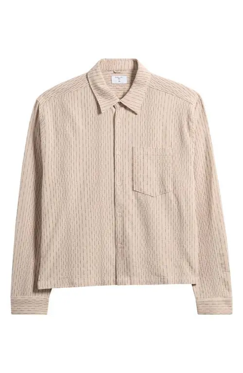 PERCIVAL Leland Stripe Boxy Button-up Shirt - Ecru