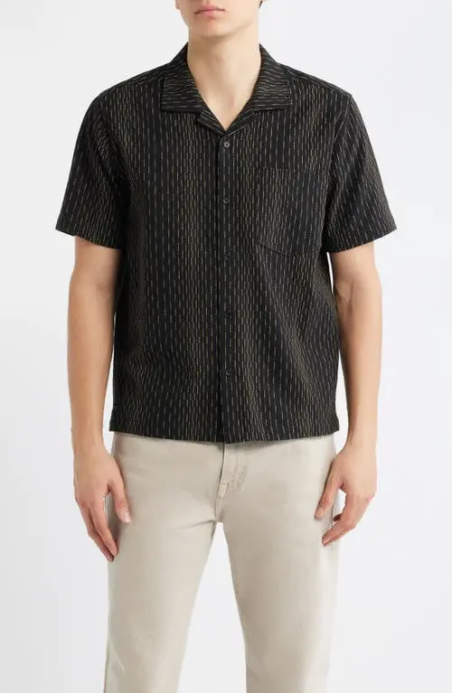 PERCIVAL Leland Stripe Camp Shirt - Black