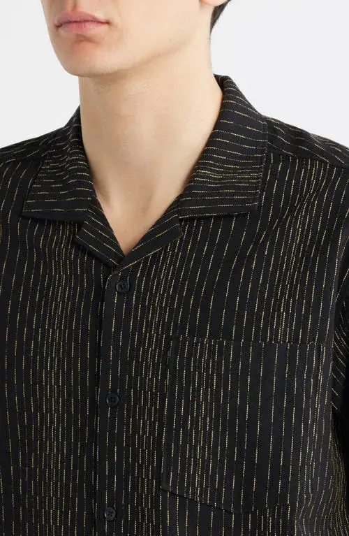 PERCIVAL Leland Stripe Camp Shirt - Black