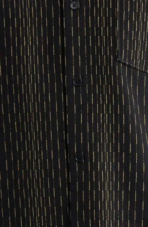 PERCIVAL Leland Stripe Camp Shirt - Black