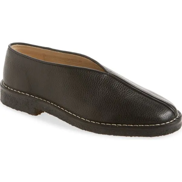 LEMAIRE Piped Crepe Slipper Loafer - Black
