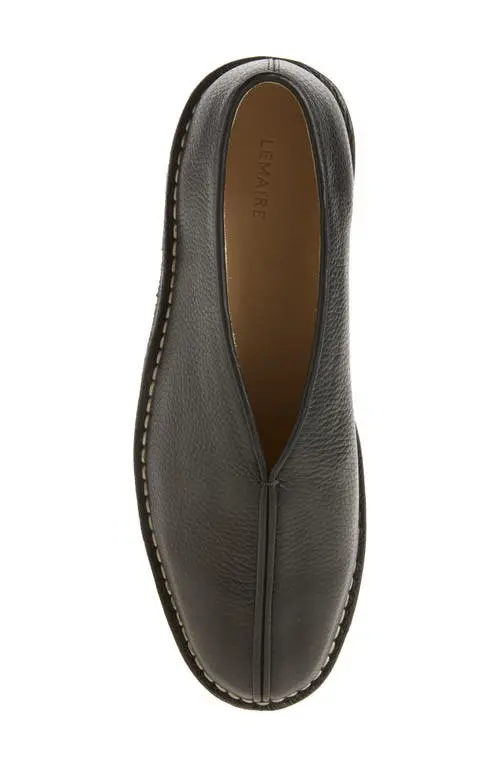 LEMAIRE Piped Crepe Slipper Loafer - Black