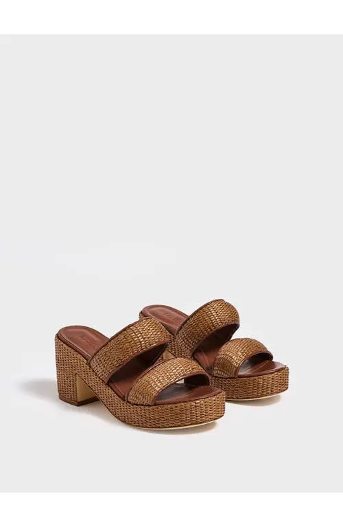 Marion Parke Amelia Nappa/raffia Platform Sandals - Dark Brown