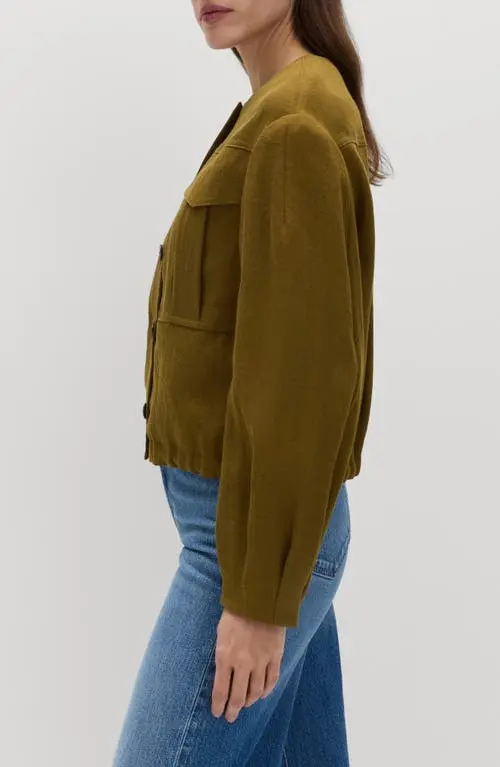 M&s Collarless Jacket With Drawstring Hem