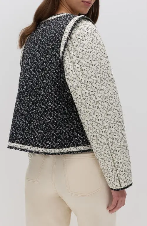 PER UNA BY M&S Mono Print Quilted Crop Jacket