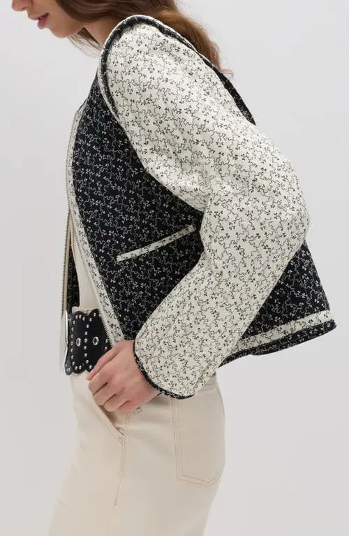 PER UNA BY M&S Mono Print Quilted Crop Jacket