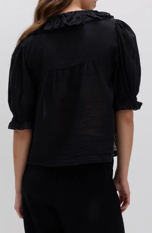 PER UNA BY M&S Embroidered Lace Collar Crop Top