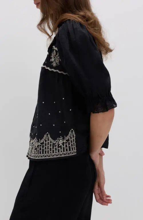 PER UNA BY M&S Embroidered Lace Collar Crop Top