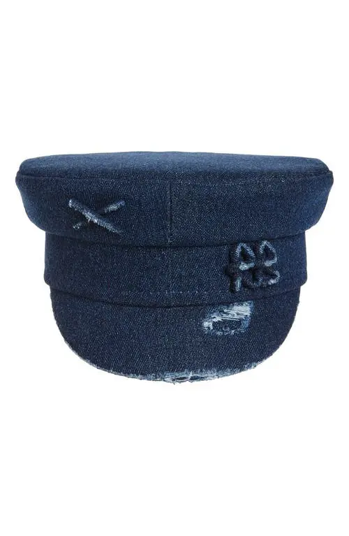 Ruslan Baginskiy Distressed Denim Newsboy Cap - Blue
