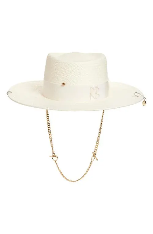 Ruslan Baginskiy Woven Straw Gambler Hat - White