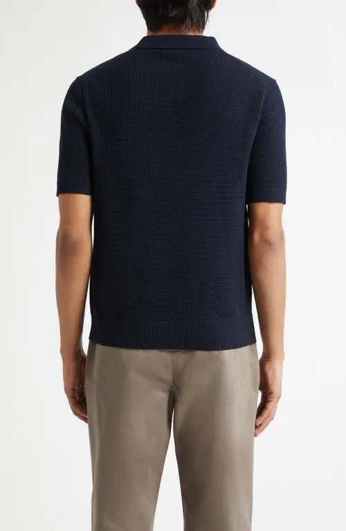Sunspel Cotton Mesh Polo - Navy