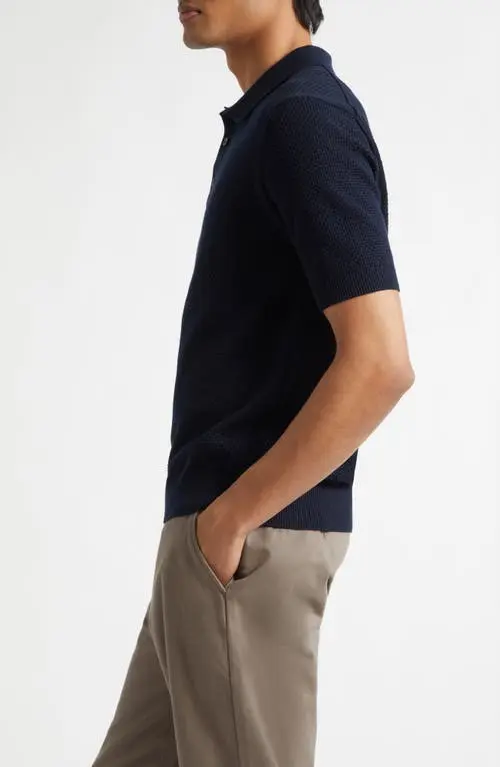 Sunspel Cotton Mesh Polo - Navy