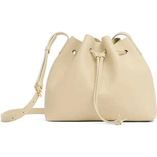 MANSUR GAVRIEL Leather Drawstring Bucket Bag - Crema