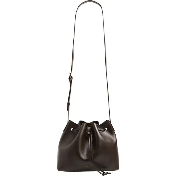 MANSUR GAVRIEL Leather Drawstring Bucket Bag - Ebony