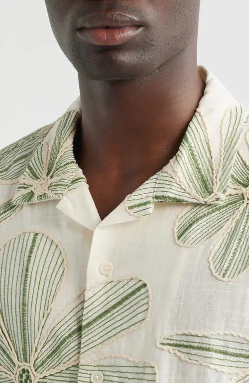 CORRIDOR Floral Appliqué Camp Shirt