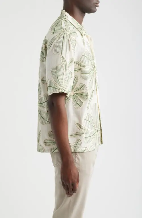 CORRIDOR Floral Appliqué Camp Shirt