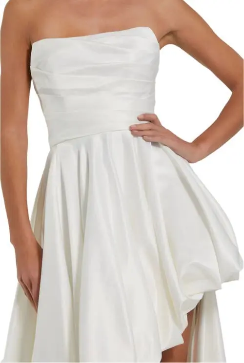 Mac Duggal Strapless High-low Satin Gown - White