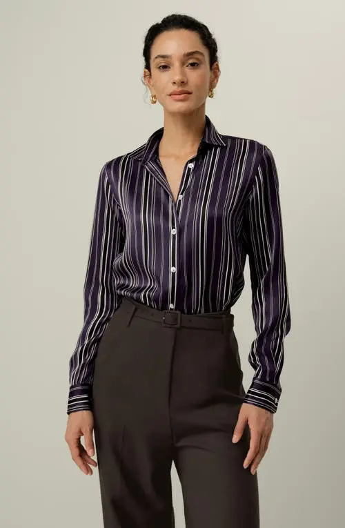 Lilysilk Striped Silk Charmeuse Shirt